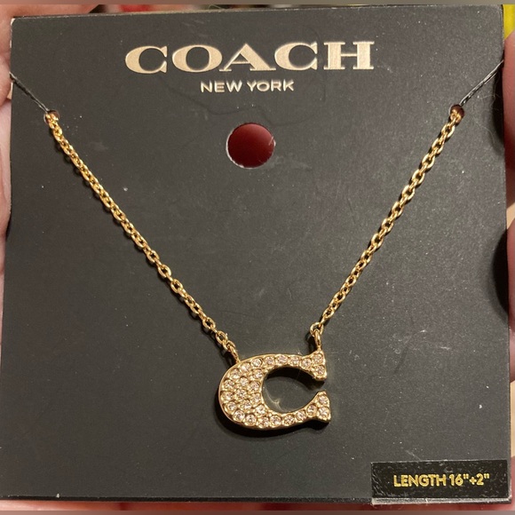 Coach | Jewelry | Coach Goldtone Signature Letter C Crystalstudded 8 L ...
